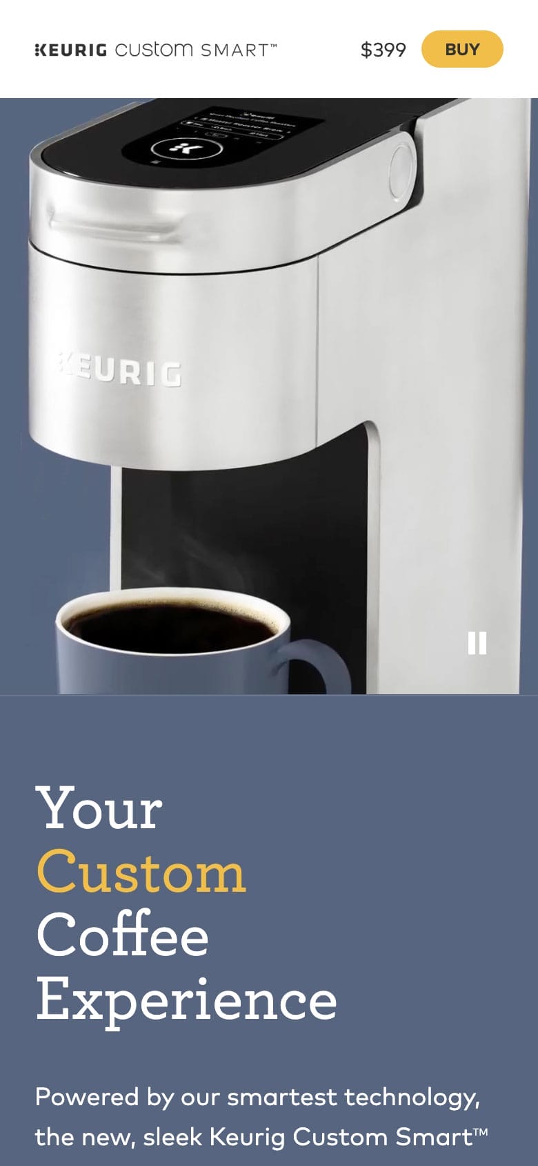 Keurig Custom Brewer Landing Page Design by Corey Machanic