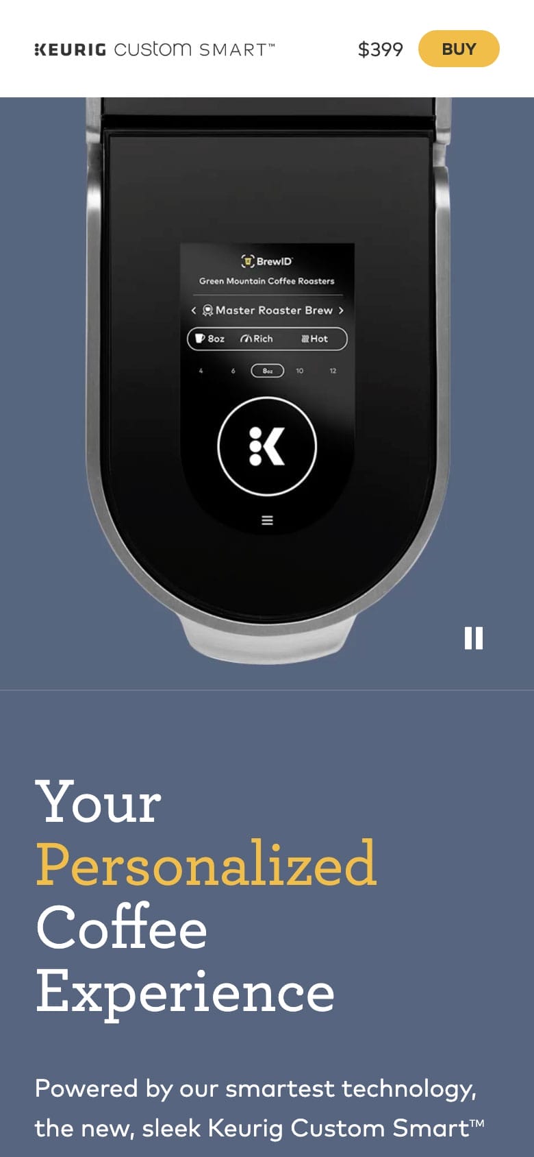 Keurig Custom Brewer Landing Page Design by Corey Machanic