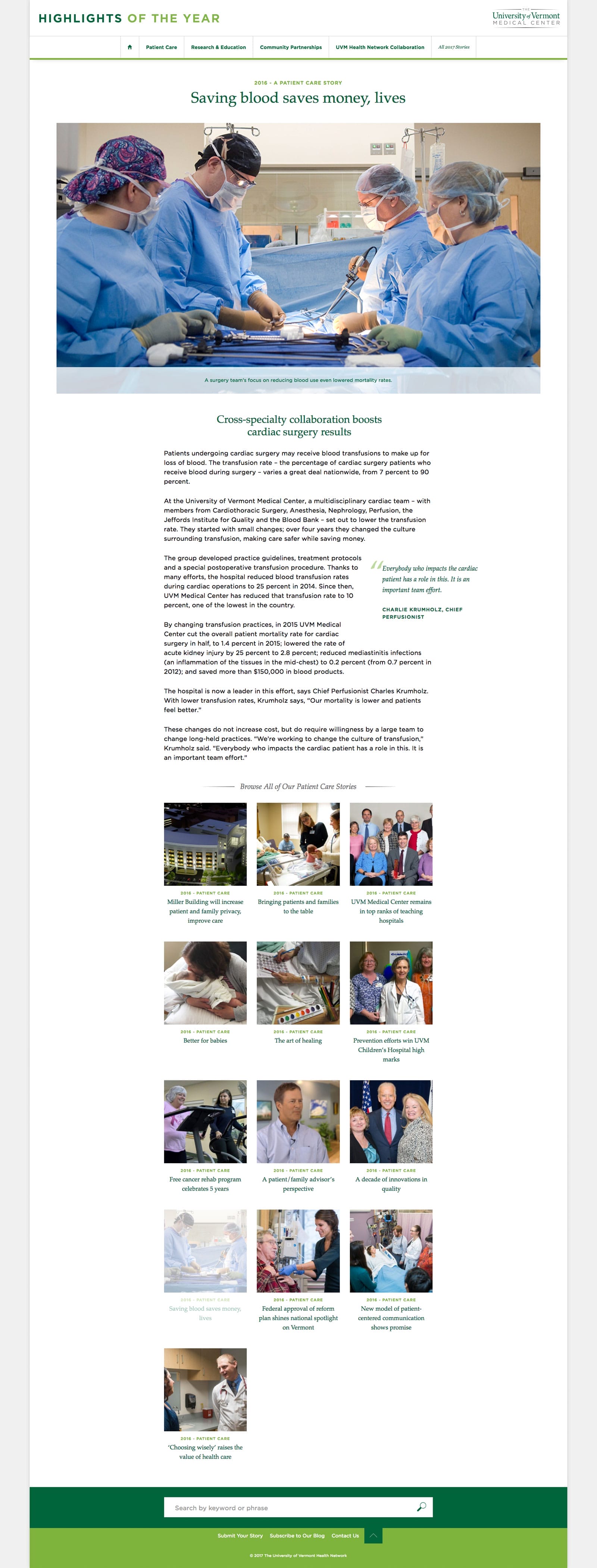 UVM Medical Center Website Design - Corey Machanic