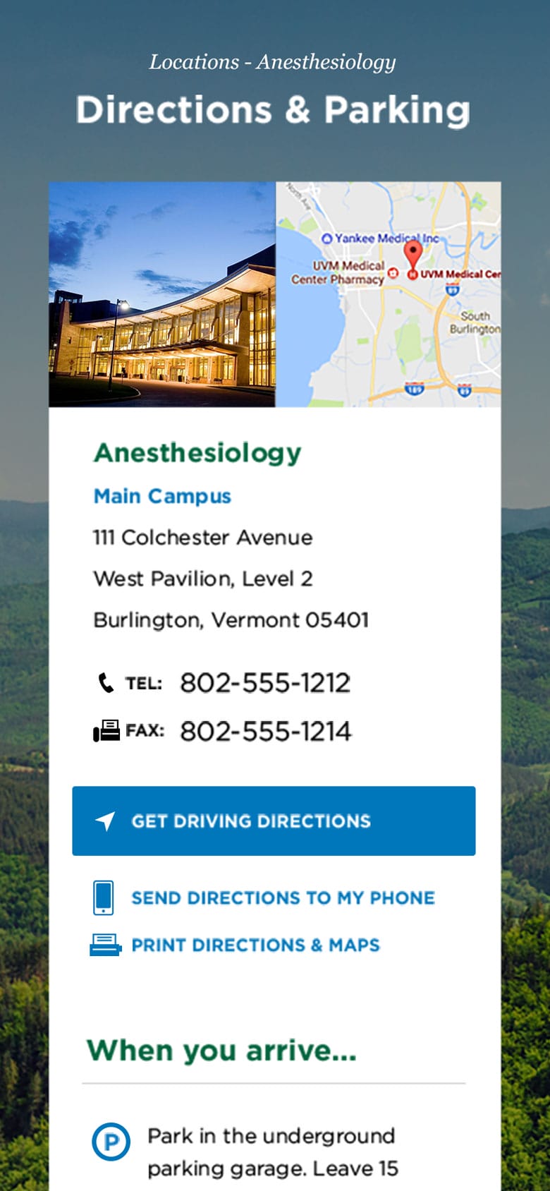 UVM Medical Center Website Design - Corey Machanic